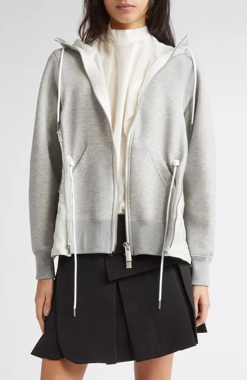 Sacai Sponge Sweat X Nylon Twill Hoodie - Light Gray/ Light Gray